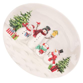 Cabilock Weihnachtlicher Servierteller aus Keramik Ovaler Teller f&uuml;r Snacks Desserts und Saucen Festliche Tischdekoration und Weihnachtsfeiern Langlebiges Gesc