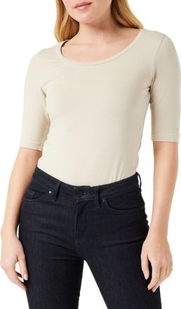 Tommy Hilfiger Damen T-Shirt Kurzarm Slim Fit, Beige (Light Sandalwood), XXL