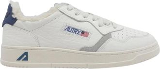 Autry Medalist Low Leather Shearling Baskets - Homme - Chaussures - Blanc - Taille: 44 EU