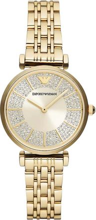 Emporio Armani AR11608 Goldfarbene 32 mm Damenarmbanduhr mit zwei Zeigern aus Edelstahl