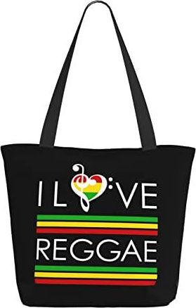 AOOEDM I Love Jamaican Reggae Music Ladies Shopping Bag 13x11x7in.Le cadeau parfait pour la Saint-Valentin.Cest de la Saint-Valentin pour maman, fille, &eacute;pous
