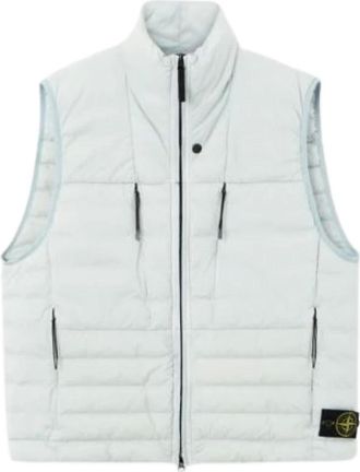 Stone Island Logo Patch Quilted Vest - Homme - Vestes - Bleu - Taille: 2XL
