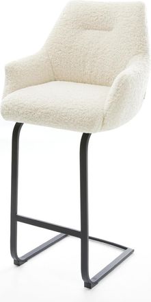 DELIFE Barstuhl Alja-Flex Teddystoff Beige Freischwinger Flach Metall Schwarz Taschenfederkern, Barst&uuml;hle