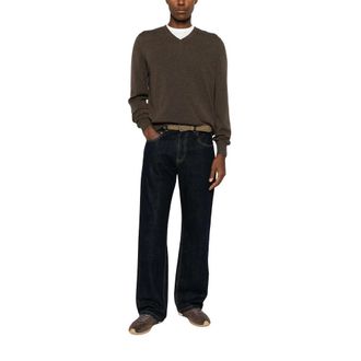 Fedeli V-Ausschnitt Strickware - - Knitwear - Herren - Braun - XL