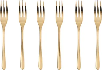 Sambonet Tasten Set mit 6 Süßgabeln aus Edelstahl, Kuchengabeln PVD-Finish, spülmaschinenfest, gold