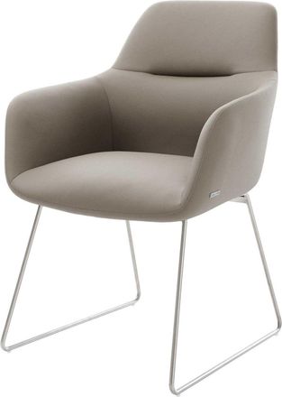 DELIFE Polsterstuhl Pejo-Flex Kufengestell Edelstahl Echt-Leder Schlamm Taschenfederkern