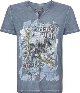 Stockerpoint Herren Br&auml;u Trachtenshirt, Rauchblau, L