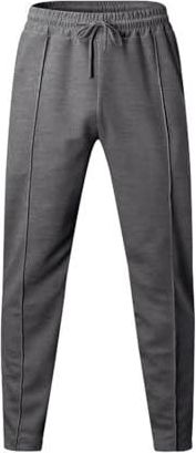 Generic 2024 Hommes Mode Décontractée Couleur Unie Lâche Fermée Corde Droite Pantalon Denim Jean, gris foncé, L