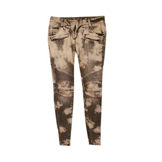 Balmain Grey Bleached Denim Biker Jeans Size S