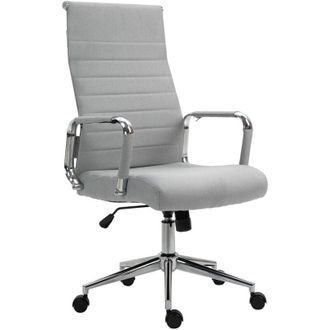 SVITA OFFICE COMFORT Chaise de bureau confortable en cuir artificiel, réglable en hauteur, pivotante et ergonomique, gris clair