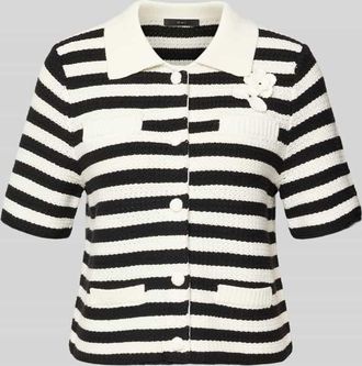 Oui Strickjacke mit floraler Applikation und 1/2-Arm