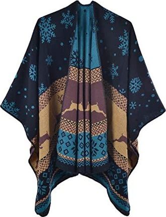 Generic Poncho Femme Hiver Chaud Chale Femme Hiver Chaud Cape Femme Effet enveloppant Ch&acirc;le Imprim&eacute; Double Face &Eacute;pais Doux Cardigan Tr&egrave;s