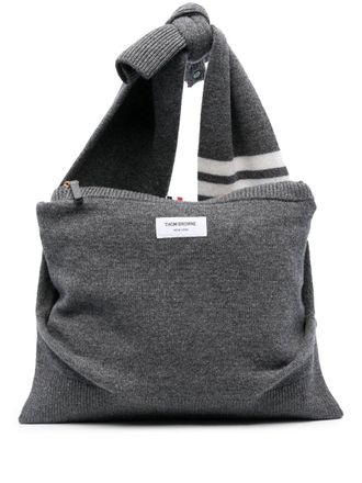 Thom Browne sac &agrave; bandouli&egrave;re &agrave; d&eacute;tail 4 bandes signature - Gris