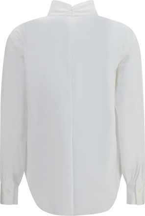 Brunello Cucinelli Monili-Trimmed Pleated Blouse - White