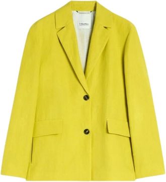 Max Mara Femme, Vestes, Jaune, Taille: 38 FR Veste Tailleur en Lin
