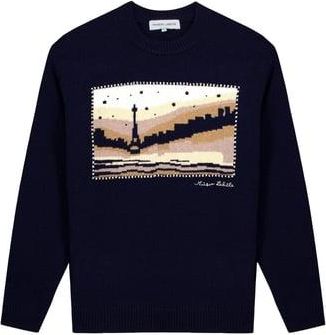 Maison Labiche Pull droit col rond imprim&eacute; en laine