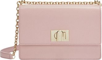 Furla Femme, Sacs, Rose, Taille: ONE Size Sac bandouli&egrave;re textur&eacute; en cuir avec inserts de cha&icirc;ne