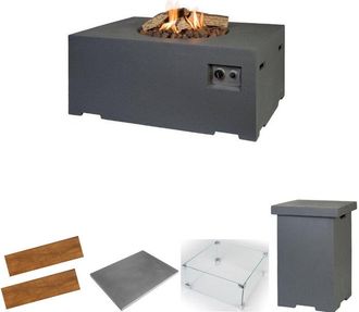 Happy Cocooning Mania Feuertisch Komplettset 19,5 kW rechteckig gro&szlig; 107x80x46 cm Beton-Optik grau - Happy Cocooning