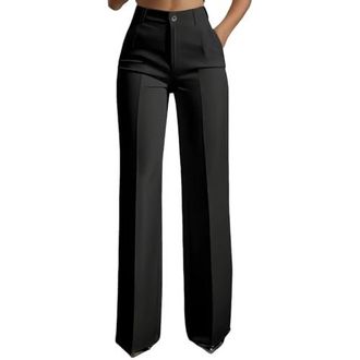 Generic Pantalon de costume &eacute;l&eacute;gant pour femme avec taille haute et jambe droite, pantalon daffaires d&eacute;contract&eacute; avec taille haute, pantalon de travail &eacute;l&eacute;gan