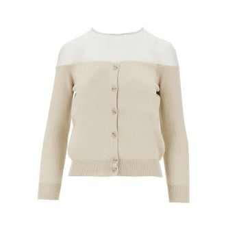 Maison Margiela Knitted cardigan with mesh inserts Woman S