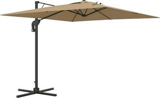 OUTSUNNY Parasol déporté avec mécanisme hydraulique parasol de jardin extérieur carré rotatif à 360° base croisée et mât en aluminium dim. 3L x 2,6l m polyeste