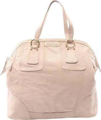 Miu Miu Sac Boston en cuir doccasion - Femme - Pre-owned - Beige - Taille: ONE Size