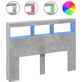vidaXL LED-Kopfteil mit Ablagen Betongrau 140x17x102 cm Vidaxl