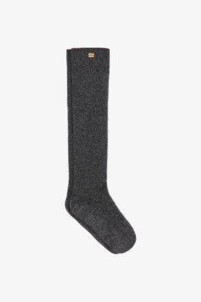 Ganni Chaussettes en laine m&eacute;lang&eacute;e gris fonc&eacute; Multicolore - Pour Femme