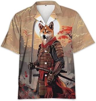 Keephen keephen Style dart Japonais Chemises Hawaiiennes pour Hommes Femmes Guerrier Samoura&iuml; Impression 3D Chemises &agrave; Boutons &Eacute;t&eacute; Vacances Chemise