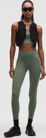 lululemon Fast and Free Leggings mit hohem Bund 5 Taschen f&uuml;r Frauen - 71 cm - Gr&ouml;&szlig;e 10 in Willow Leaf