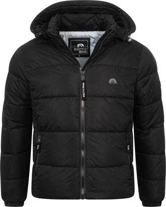 Arctic Seven Herren Winterjacke (S-3XL) - Abnehmbare Kapuze,Windabweisend, Steppjacke, 4 Taschen, Warme Jacke Männer - AS-421 (XXL, Schwarz)