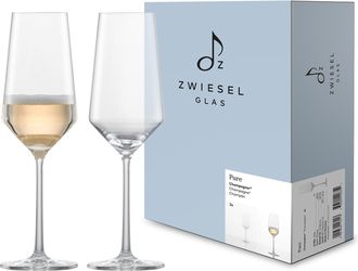 Zwiesel Glas Champagnerglas Pure (2-er Set), anmutige Champagnerflöten mit Moussierpunkt, spülmaschinenfeste Tritan-Kristallgläser, Made in Germany (Art.-Nr. 12273