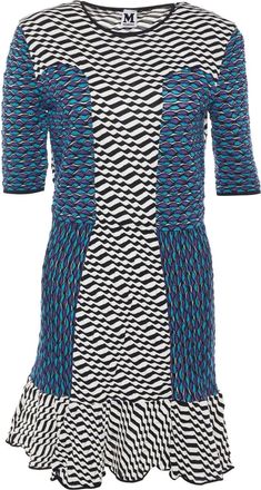 Missoni robe mi-longue en maille &agrave; motif g&eacute;om&eacute;trique - Bleu