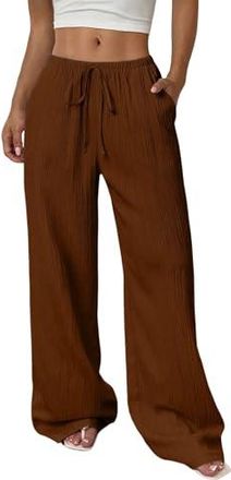 Generic Pantalon &agrave; jambe large pour femme - Taille haute - Coupe droite - Pantalon Palazzo sur mesure - L&eacute;ger et respirant - Pantalon d&eacute;contract&eacute; intelligent 