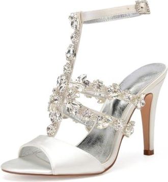 Generic Chaussures De Mariage &Agrave; Talons Hauts pour Femme Mari&eacute;e Stylet Talons Bout Ouvert Sandales Chaussures De F&ecirc;te 10.5Cm,Ivoire,40 EU