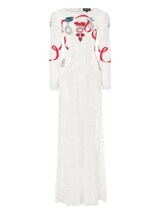 Temperley London robe Diamantine &agrave; dentelle fleurie - Blanc