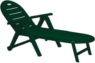 Concept Usine | Bain de Soleil | Caiman Vert | Transat Pliable avec Accoudoirs | Mati&egrave;re Plastique Recycl&eacute;, L&eacute;ger et Durable | Orientable et Inclinable sur 4 Positi
