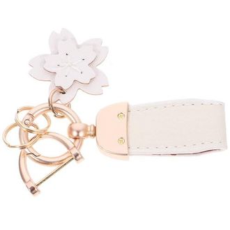 Yarnow Porte-Cl&eacute;s Pendentif Cuir PU Blanc Cass&eacute; Breloque Fleur Charmante, Accessoire D&eacute;coratif pour Cl&eacute;s de Voiture et Paquet &agrave; Main, Adapt&eacute; aux Femmes Activ