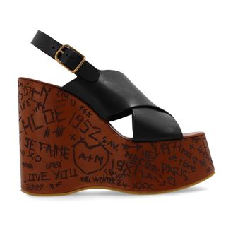 Chloé Femme, Chaussures, Noir, Taille: 38 EU Sandales compensées Maxime