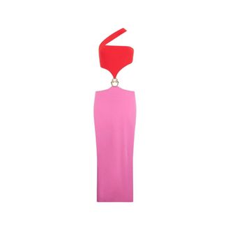 Roberto Cavalli Langes asymmetrisches Kleid mit Schmuckdetail - - Dresses - Damen - Rosa - L