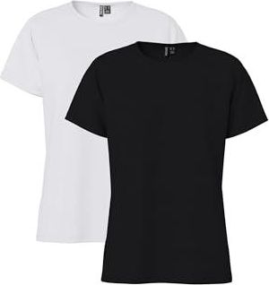 Pieces Pieces Pcamira SS Lot de 2 t-Shirts Noos BC pour Femme, Noir, L