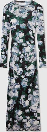 Stella McCartney Floral Long-Sleeve Mesh Midi Dress, Woman, Blue floral, Size: XXS