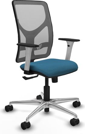 Piqueras y Crespo Isomalla Motilla Stuhl mit wei&szlig;en und schwarzen Armlehnen, h&ouml;henverstellbare Lendenwirbelst&uuml;tze, ausgestattet mit 3 Positionen und Schneidschaum, Grau