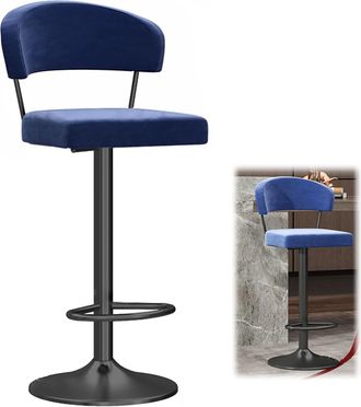 Generic H&ouml;henverstellbare Barhocker, drehbare hohe K&uuml;chen- und Esszimmerst&uuml;hle mit R&uuml;ckenlehne, Samt-Hocker, geeignet f&uuml;r K&uuml;cheninseln