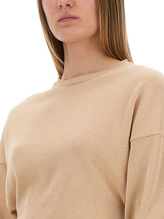Alysi Cotton Cropped Shirt - Beige