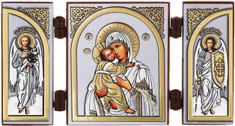 NKlaus Gottesmutter von Wladimir - Ikone Triptychon Christlich - reise Altar Holz 16626