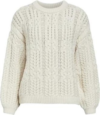 Object Objdiddi Lo L/S Knit Pullover Noos Pull-Over, Sable Blanc, XS Femme