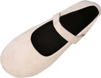 Generic Chaussures plates d&eacute;contract&eacute;es et confortables pour femme - &Eacute;l&eacute;gantes et classiques - Bout rond - Boucle de couleur unie - Large largeur - Ballerines