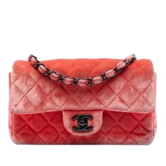 Chanel Sac bandouli&egrave;re matelass&eacute; en velours Pre-owned - Femme - Pre-owned - Orange - Taille: ONE Size