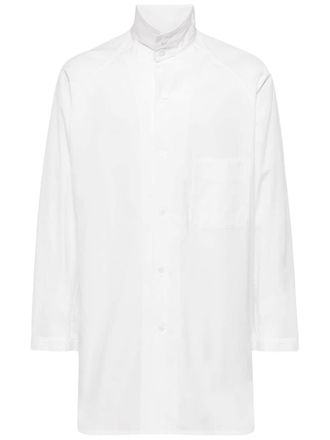 Yohji Yamamoto chemise en coton &agrave; manches raglan - Blanc